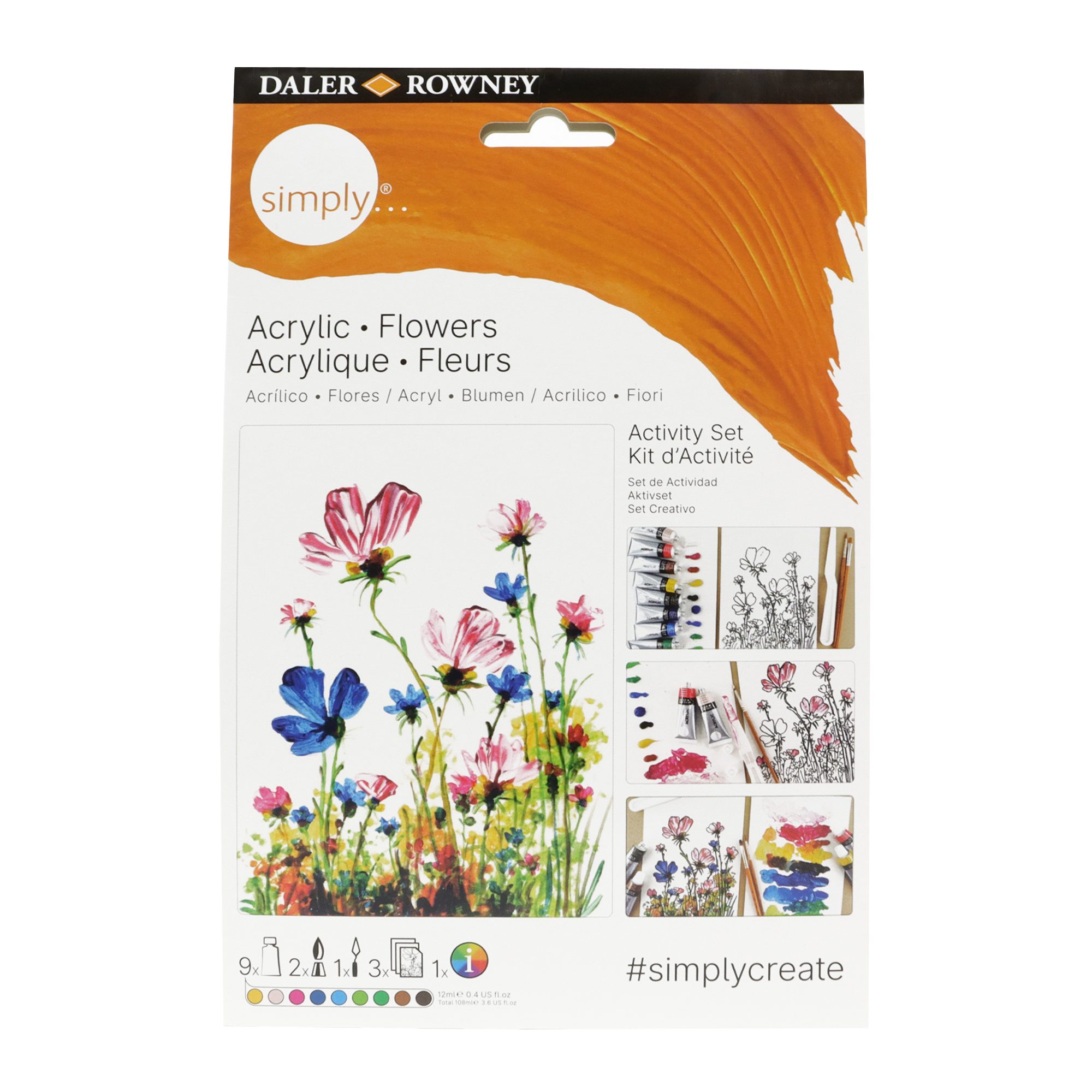 Simply Acrylic Paint Flowers Activity Set - Daler-Rowney