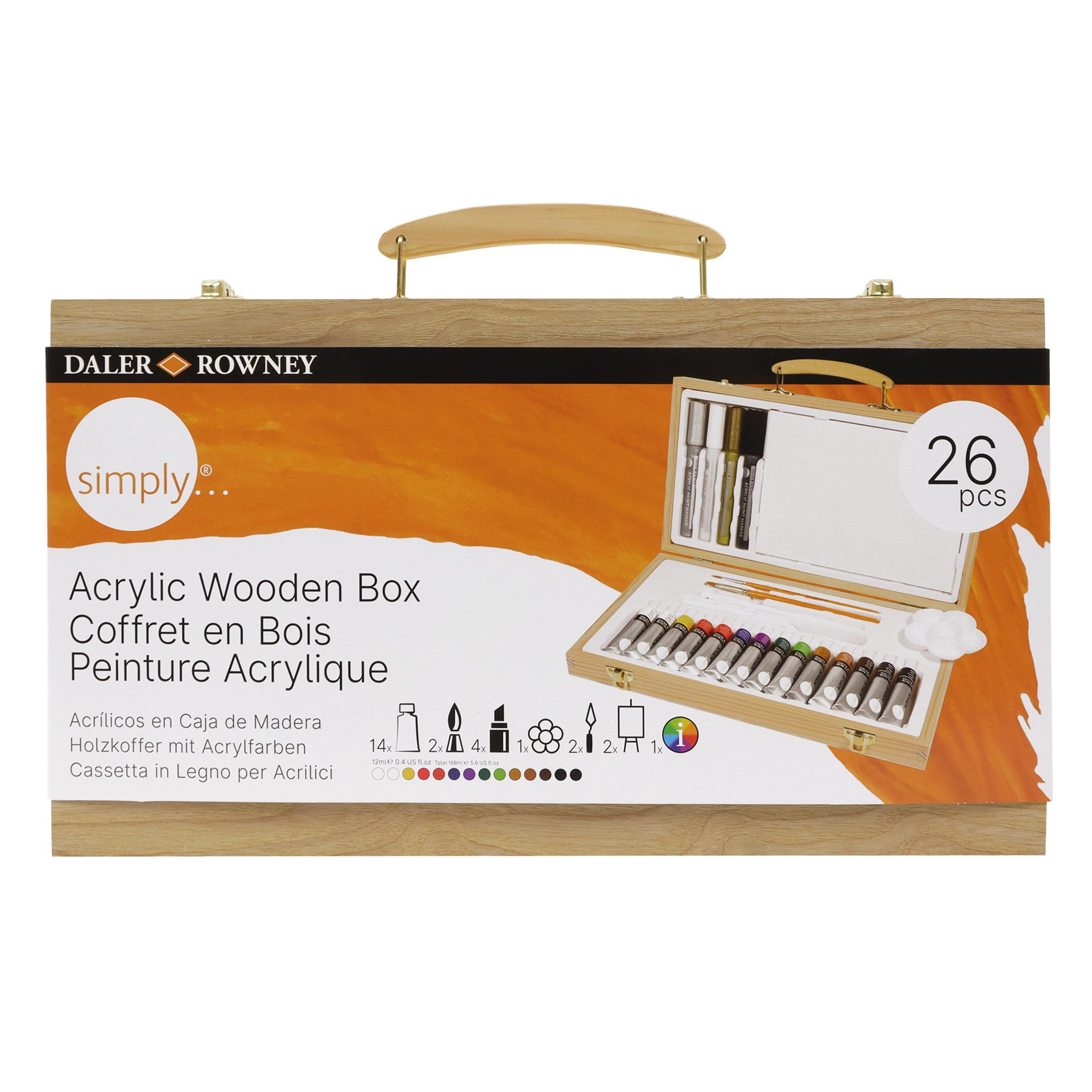 Simply Acrylic Paint Wooden Box Set - Daler-Rowney