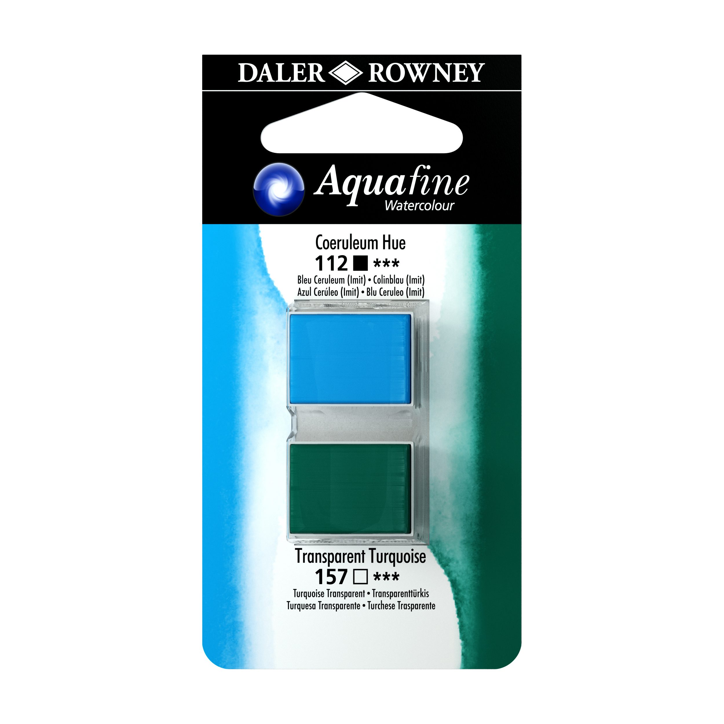 Aquafine Watercolour Paint Half Pan Blister Pack - Daler-Rowney