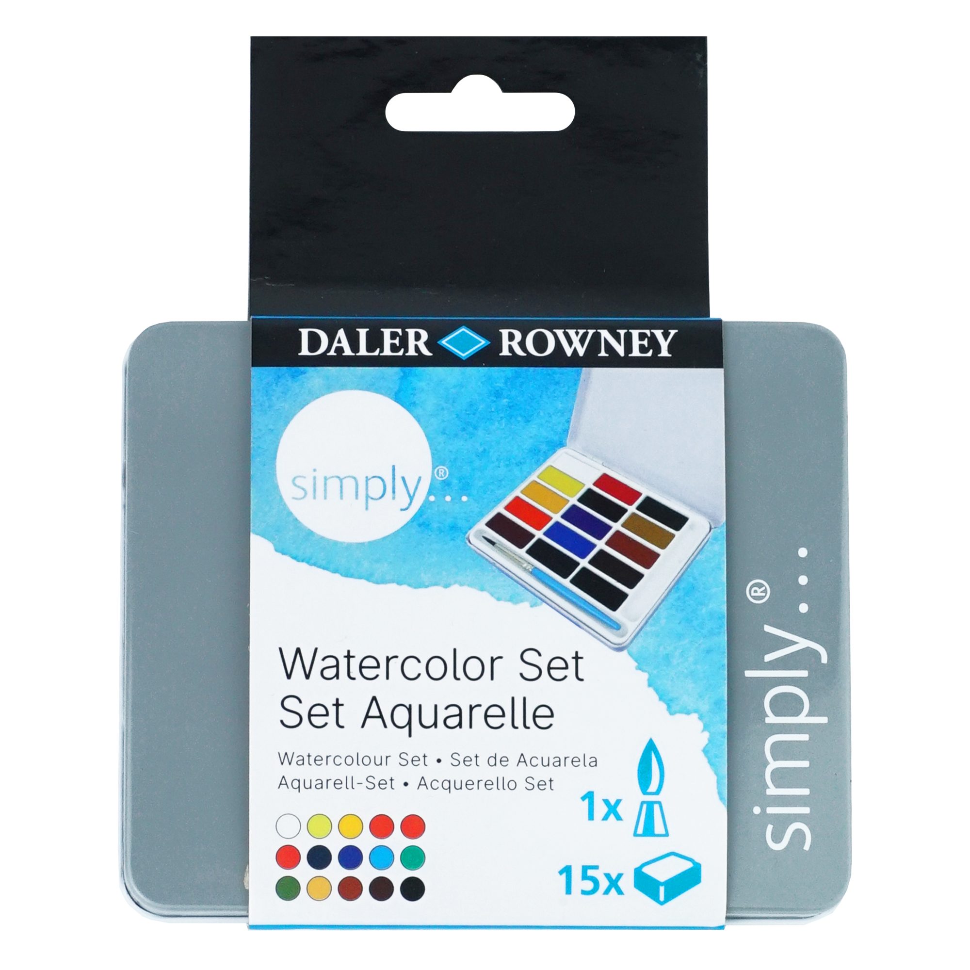 Simply Watercolour Paint 15 Half Pan Set - Daler-Rowney