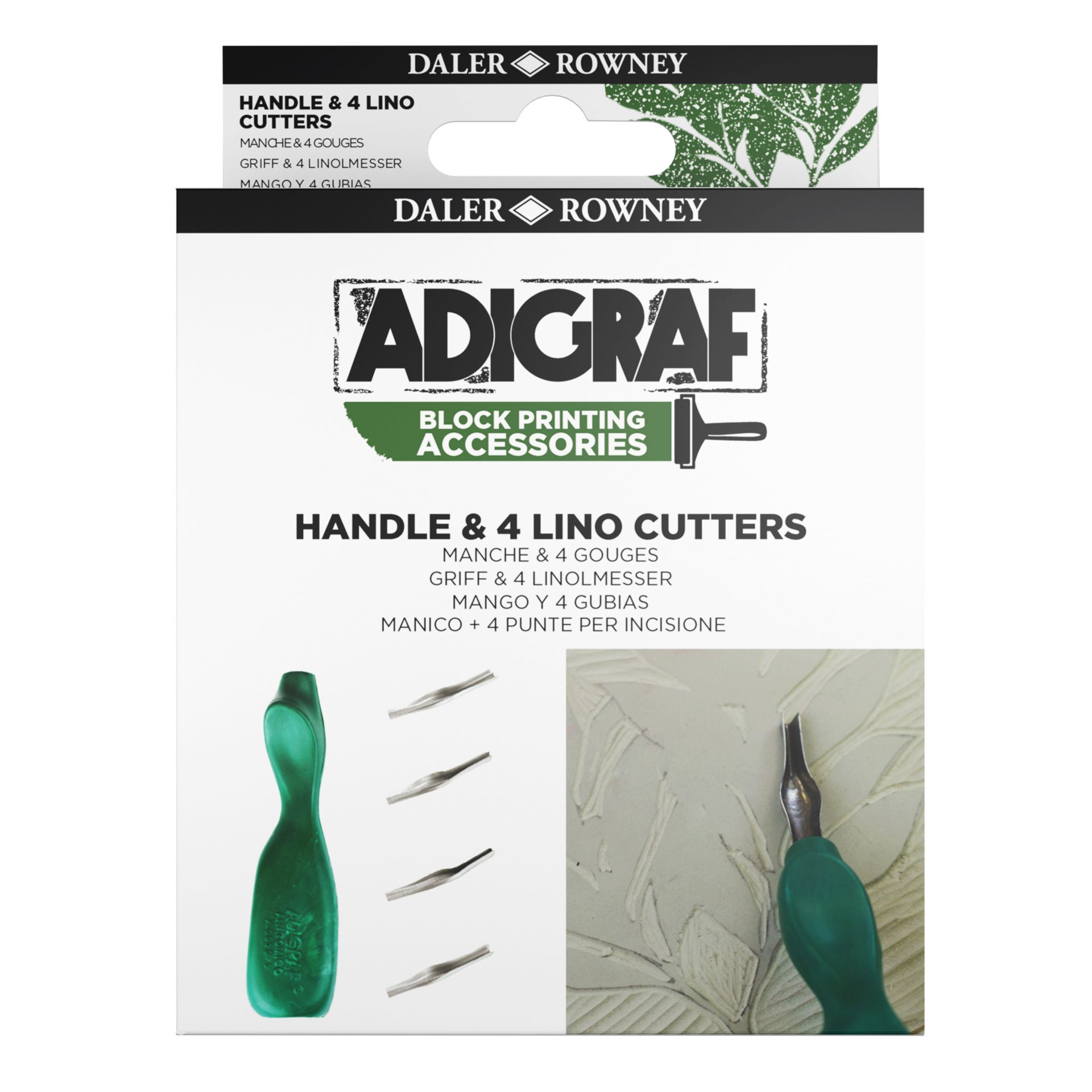 Adigraf Block Printing Lino Cutters with Handle Set - Daler-Rowney