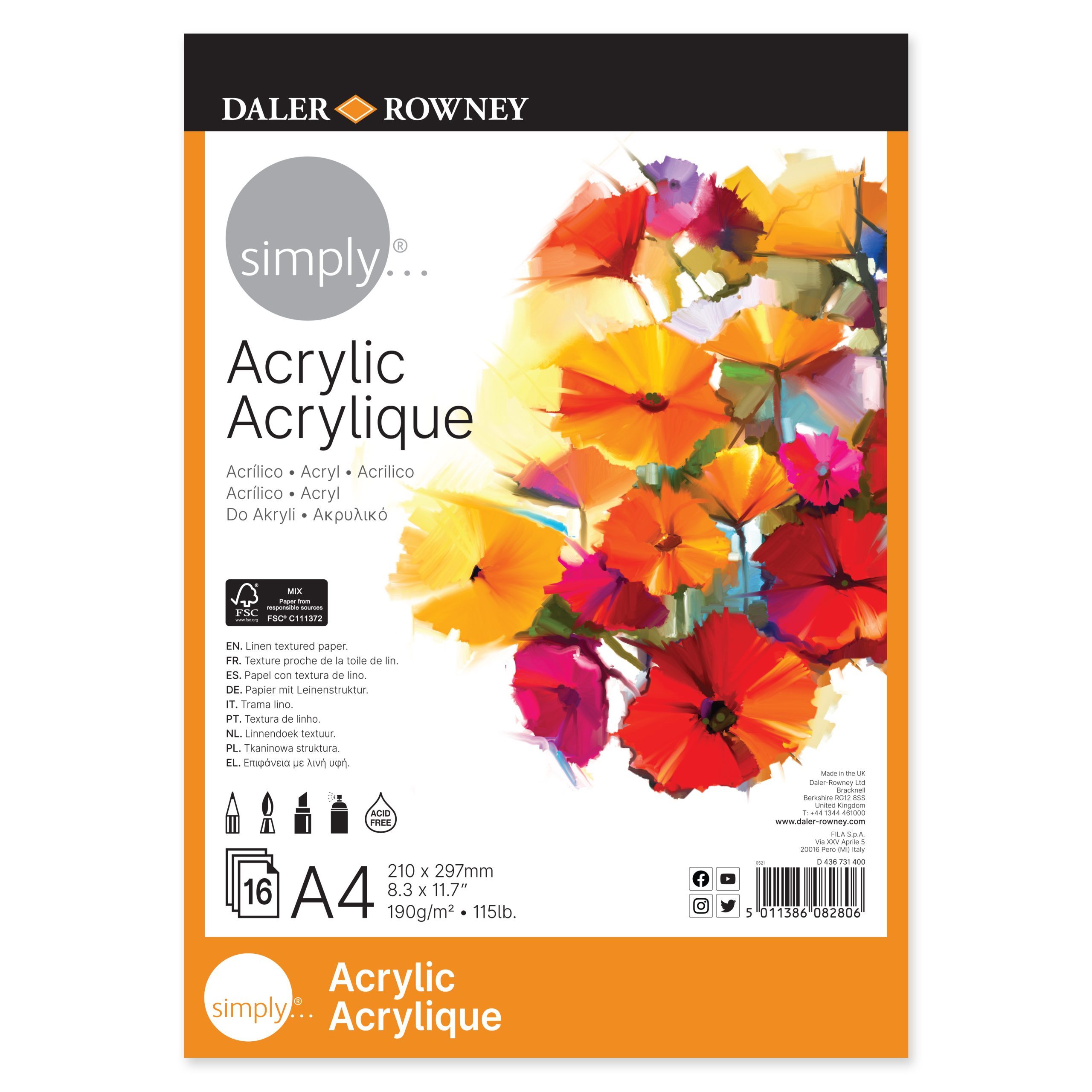 Simply Acrylic Paint Paper Pad - Daler-Rowney