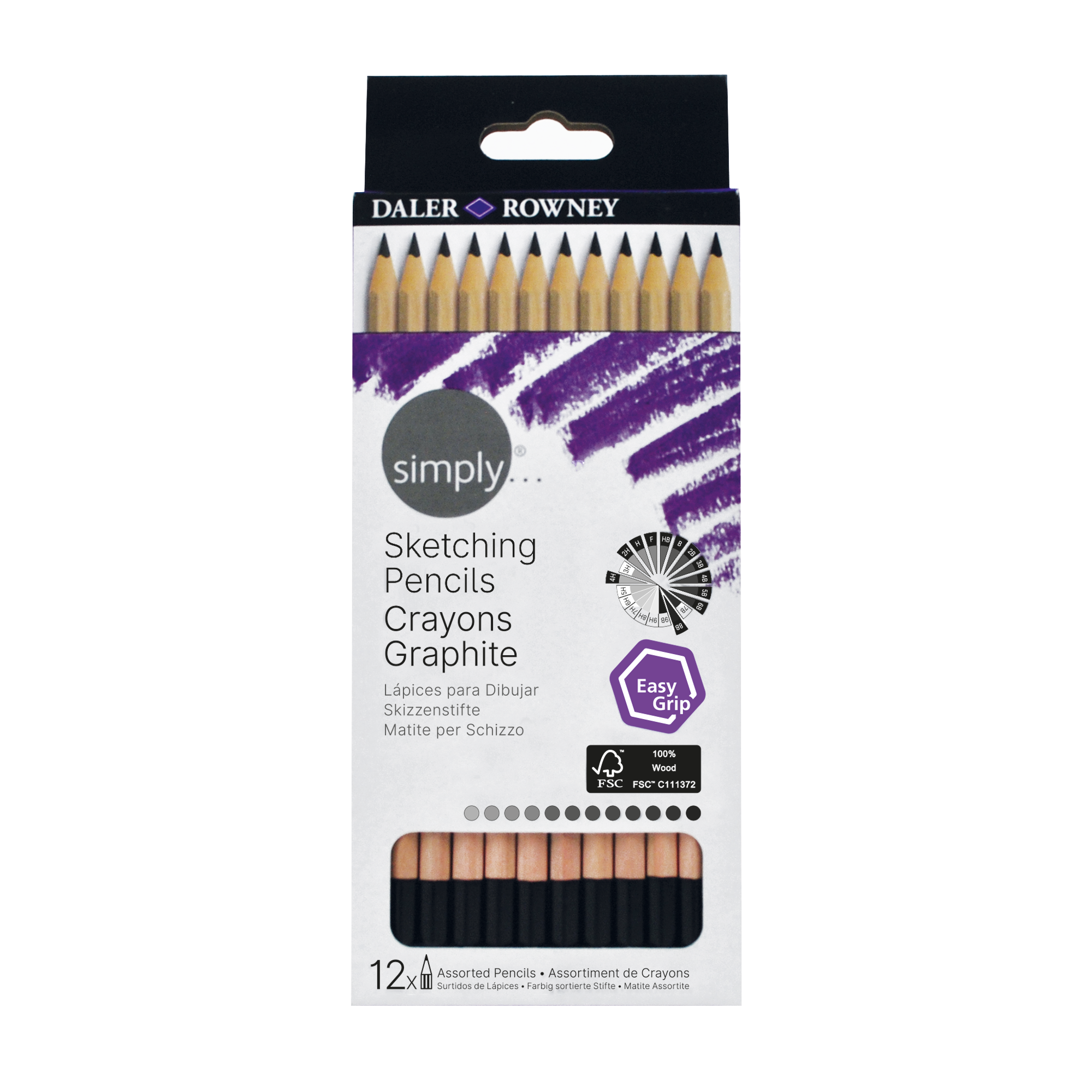 Simply Sketching Pencils 12 Shades Set - Daler-Rowney