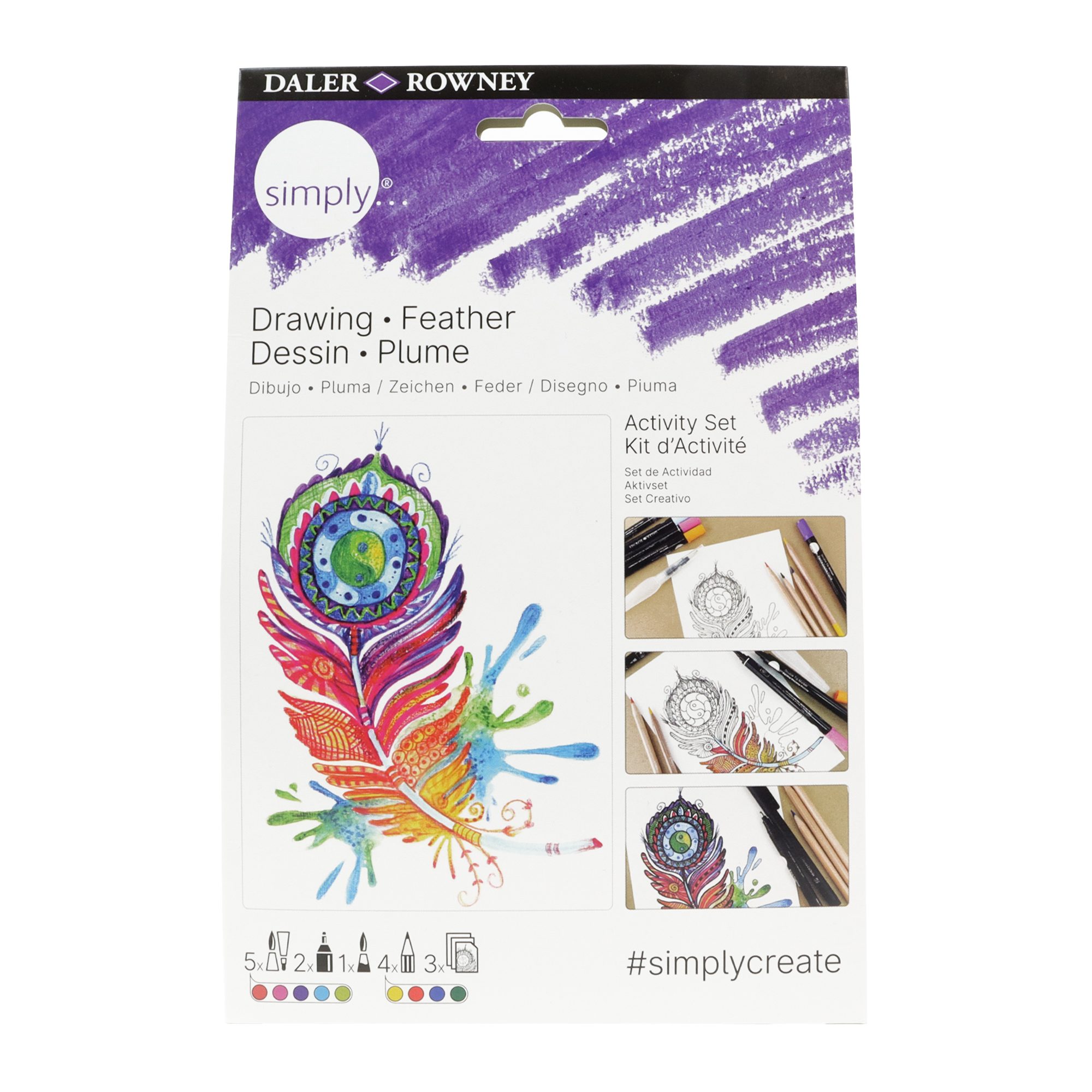 Simply Drawing Feather Activity Set - Daler-Rowney