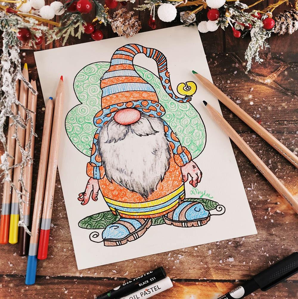 #simplycreate Gonk Coloured Pencil Drawing - Daler-Rowney