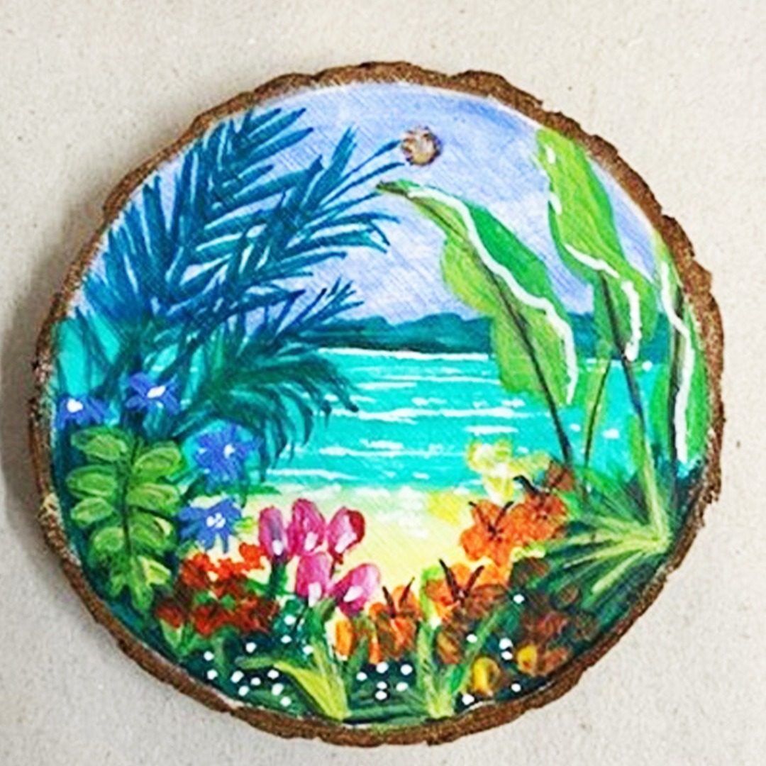 Watercolor On Wood Slice